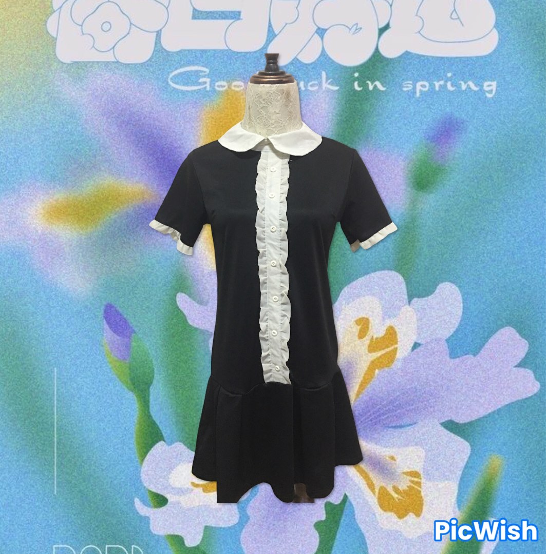 Black and white semi stretchy grunge ruffled cybercore fairycore punk ...