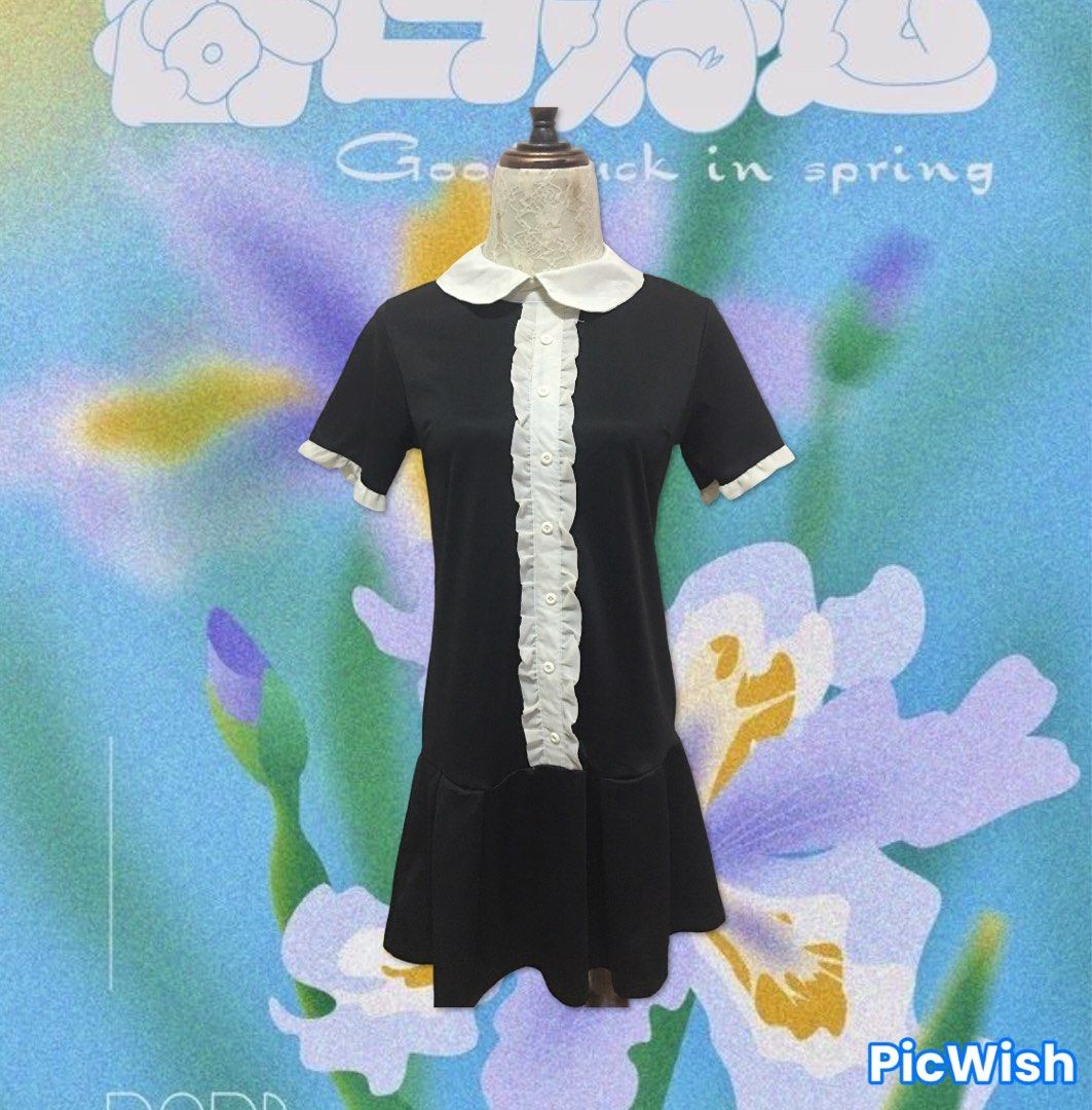 Black and white semi stretchy grunge ruffled cybercore fairycore punk ...