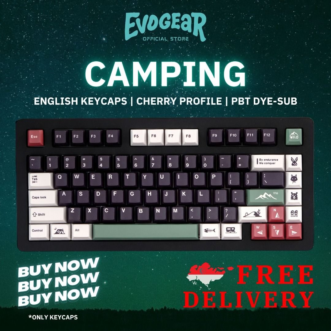 {IN STOCK} Camping Keycaps | English Keycaps | Cherry Profile | 134 ...