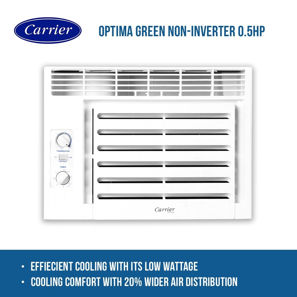 Carrier Optima 0.5HP Window Type Aircon with Timer | WCARZ006EC1 | 12hr ...
