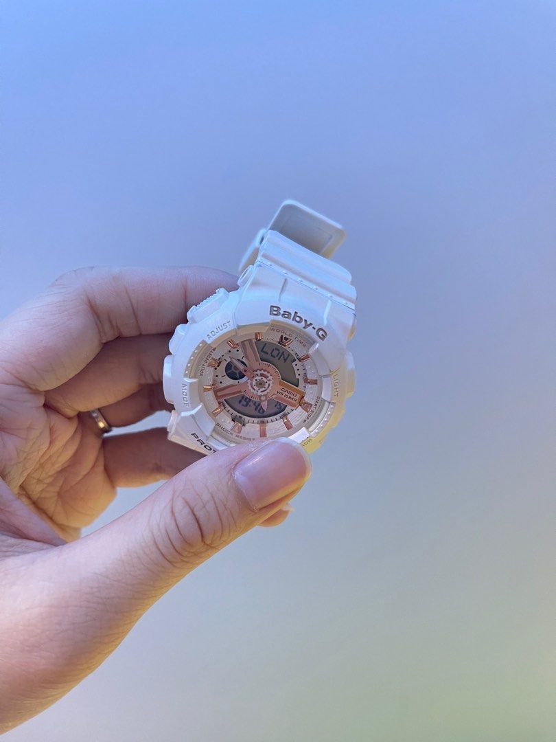 Casio Baby G White with Rose Gold Details, Women's Fashion, Watches ...
