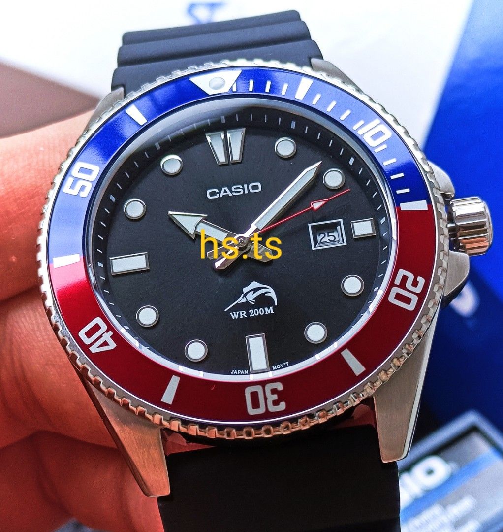 Casio Duro Marlin Blue Red Quartz Divers Watch, Men's Fashion, Watches ...