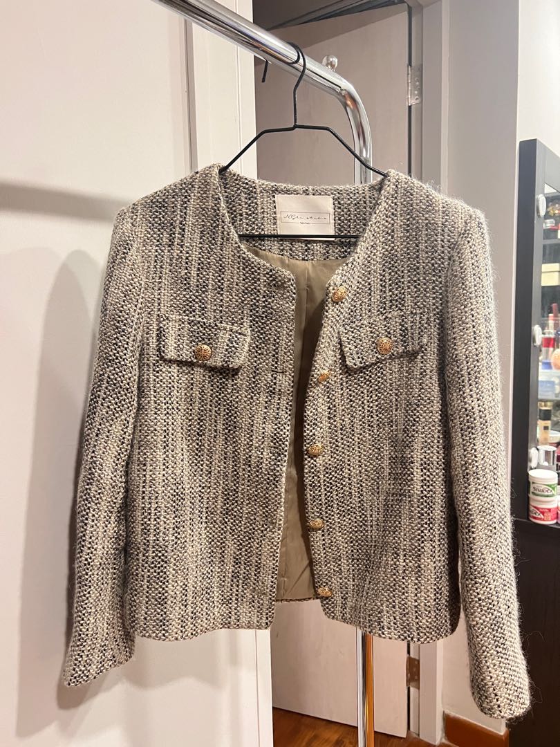 Chanel-style knitted jacket, Women's Fashion, Coats, Jackets and ...