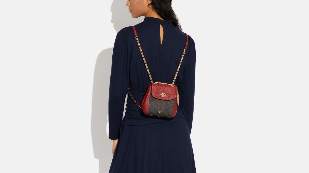 COACH Convertible Mini Backpack In Signature Canvas, Women's Fashion ...