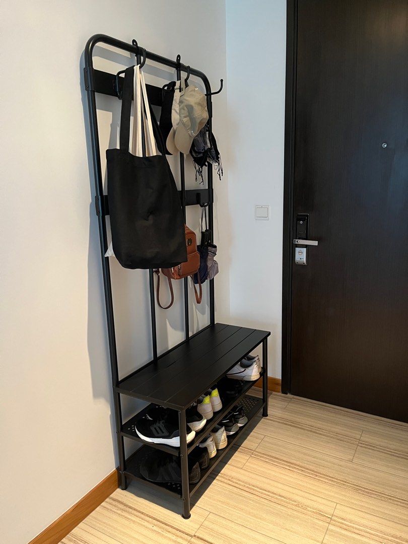 Coat rack with shoe storage bench, Furniture & Home Living, Furniture ...