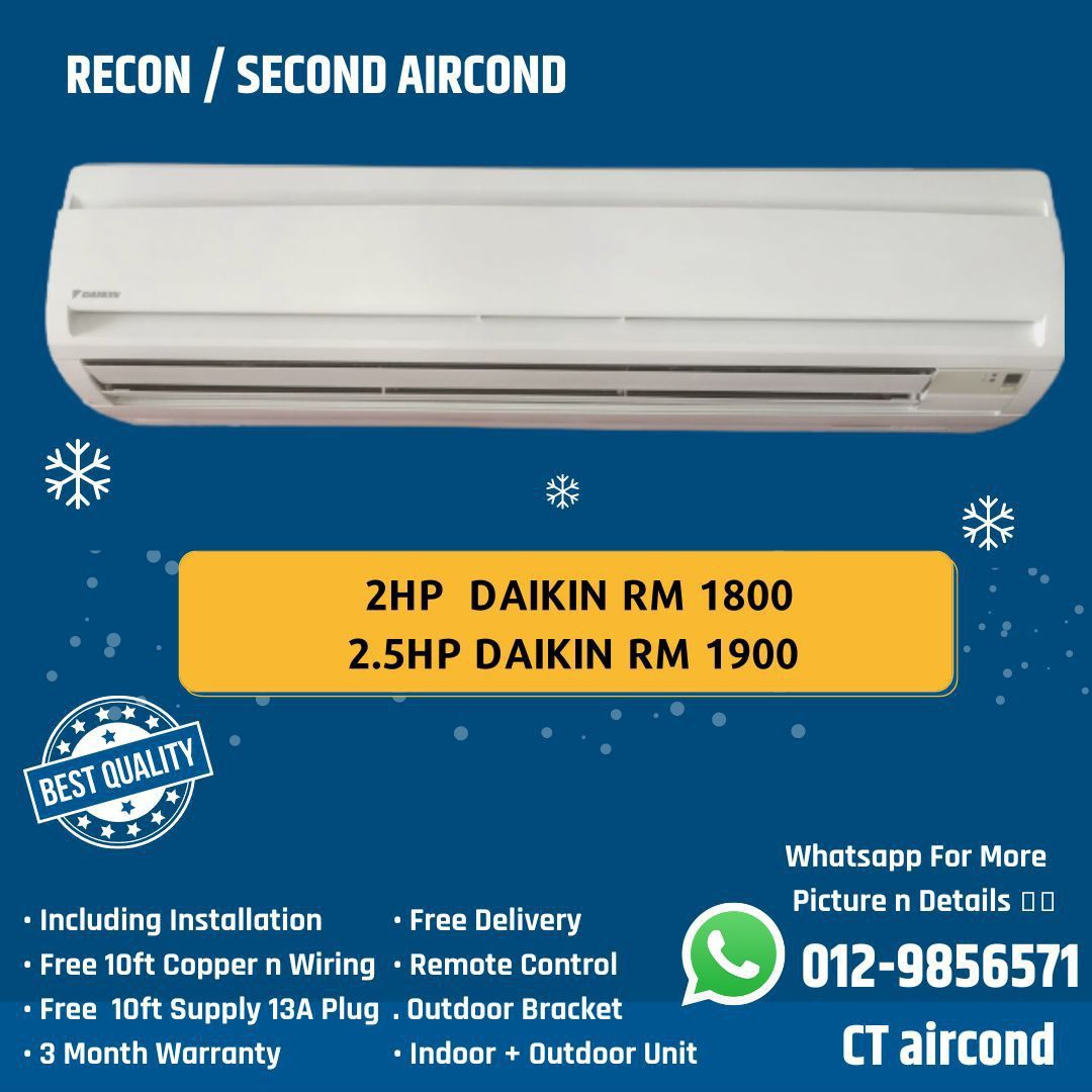 Daikin Aircond Wall 2.5hp 19Bb, TV & Home Appliances, Air Conditioners ...