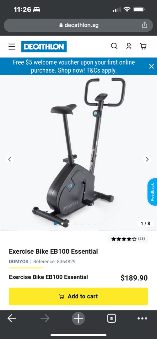 Domyos Exercise Bike EB100, Sports Equipment, Exercise & Fitness ...