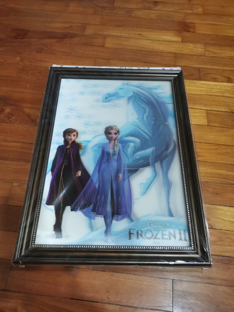 Frozen Elsa and Anna 3D poster plus frame, Furniture & Home Living ...