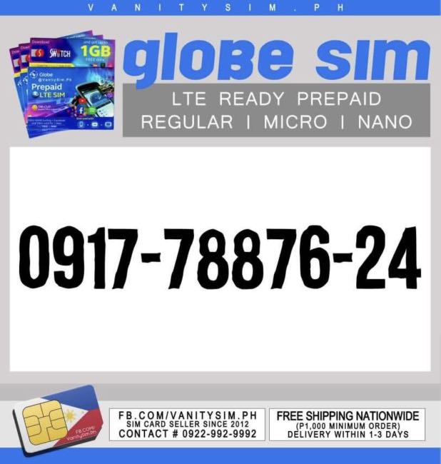 Globe 0917 78 876 24 Sim Card, Mobile Phones & Gadgets, Mobile & Gadget ...