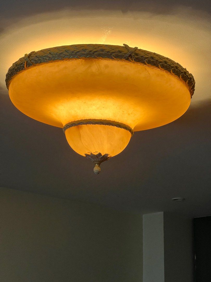 Gorgeous Alabaster Ceiling Light, Furniture & Home Living, Lighting ...