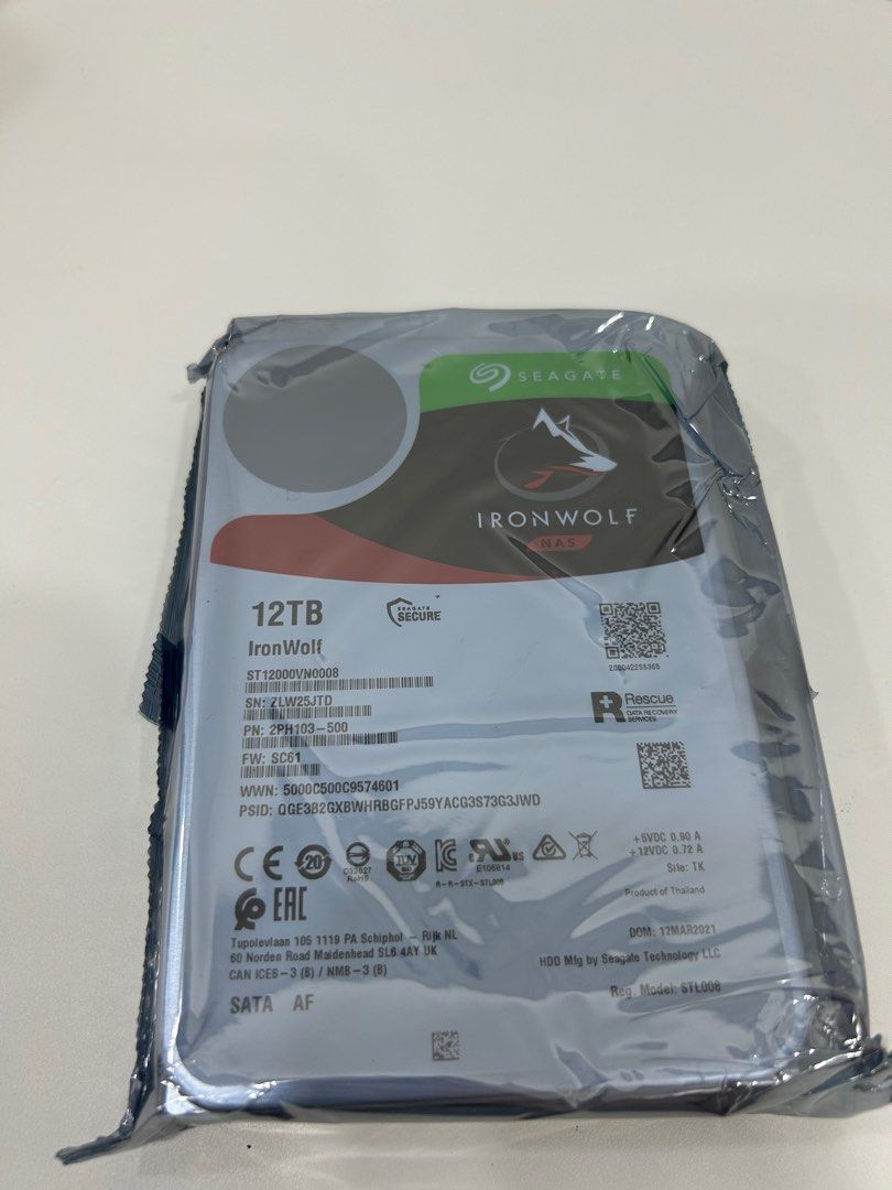 Hard Disk Seagate IronWolf NAS Hard Drive 12TB ST12000VN0007 硬碟, 電腦＆科技 ...