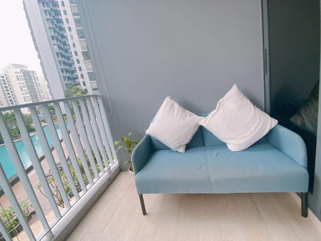 IKEA 2 seat-sofa GLOSTAD medium blue, Furniture & Home Living ...