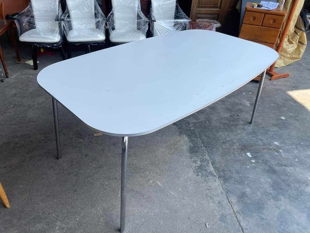 Ikea Grimle Table 71L x 31W x 30H in Solid wood top Metal legs ...