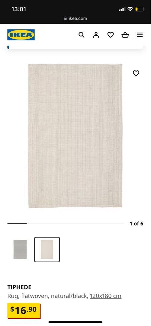 Ikea Tiphede rug - flatwoven 120x180cm, Furniture & Home Living, Home ...