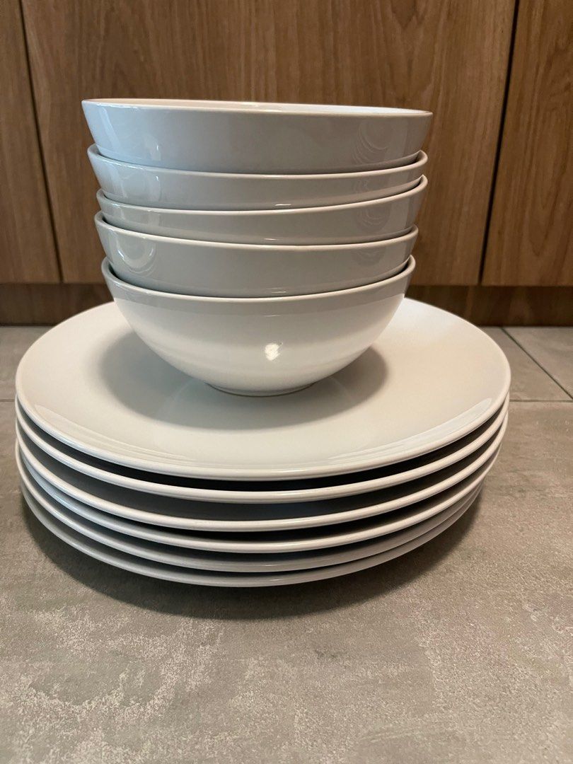 IKEA white dinnerware set of large and small plates, large and small ...