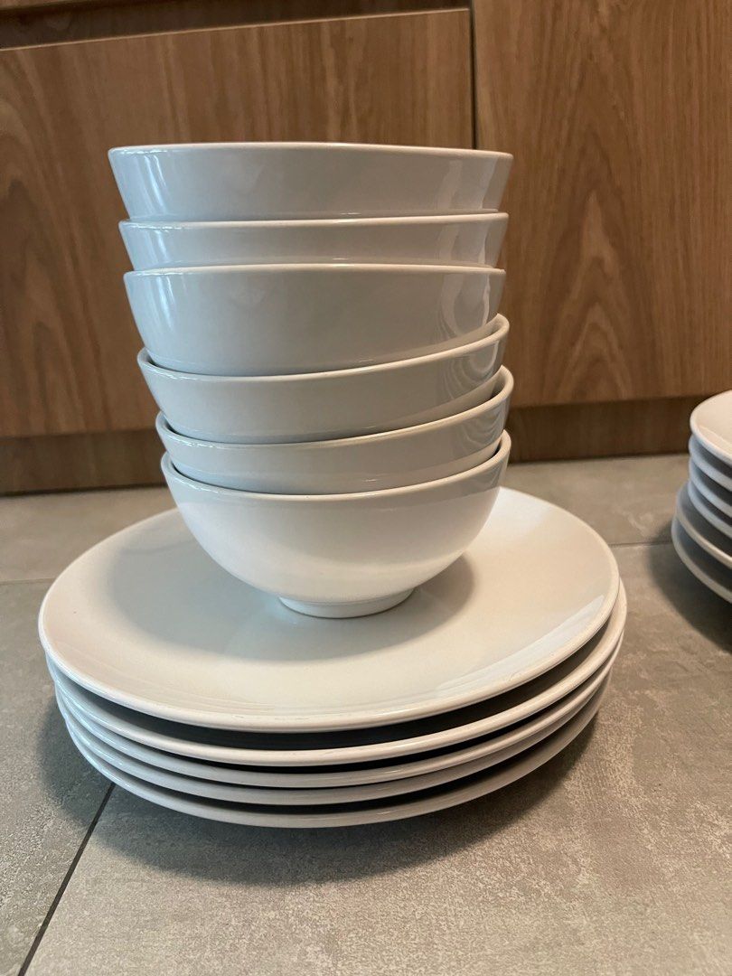 IKEA white dinnerware set of large and small plates, large and small ...