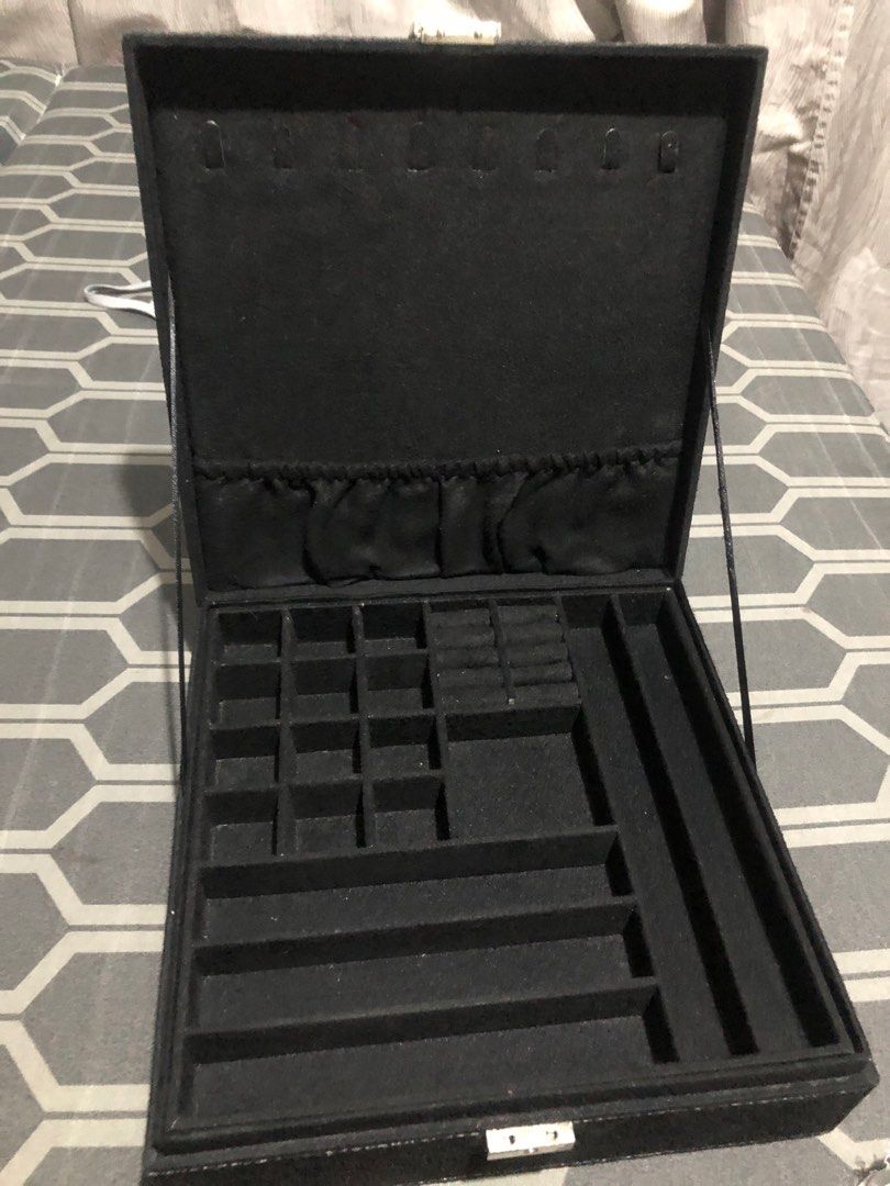 Jewelry Box Big with lock (Black), Women's Fashion, Jewelry ...