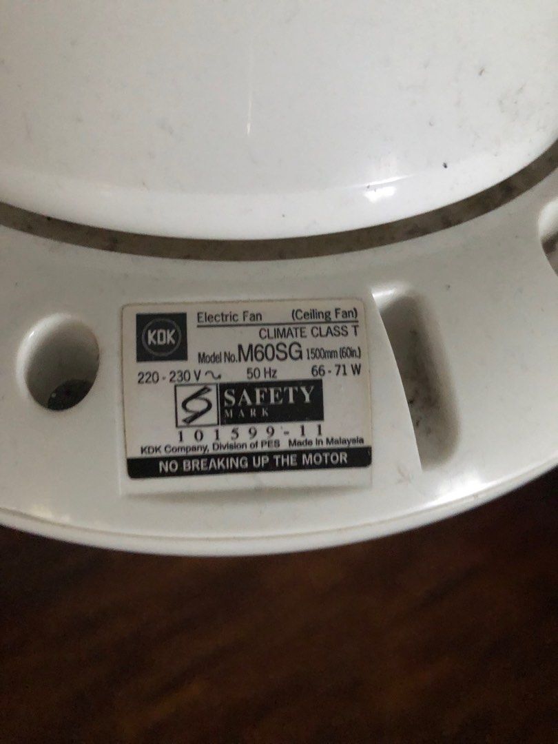 KDK Ceiling Fan M60sg, Furniture & Home Living, Lighting & Fans, Fans ...