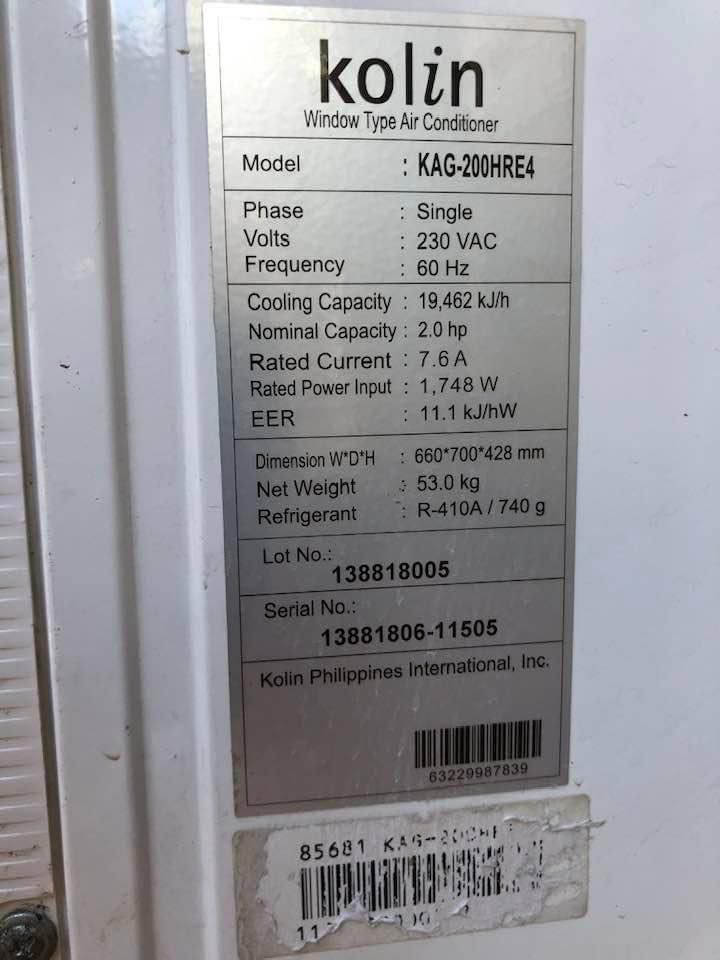 Kolin 2HP window type AC w/ inverter, TV & Home Appliances, Air ...