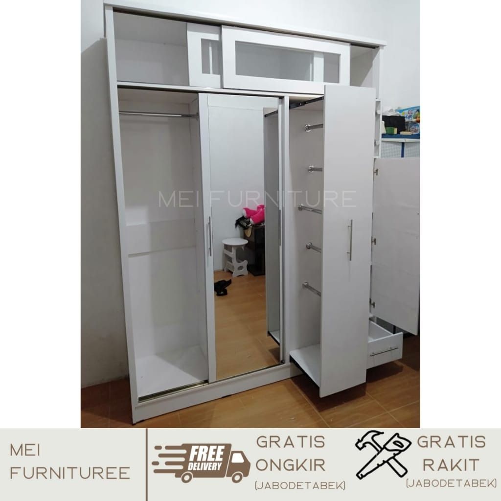 Lemari pakaian box atas murah minimalis modern | Lemari baju sliding, Perabotan Rumah di Carousell