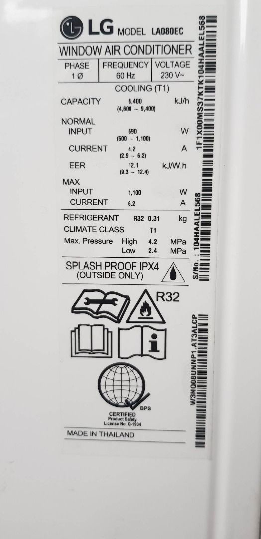 LG Dual Inverter Air Conditioner (0.75HP.) (Model LA080EC), TV & Home ...