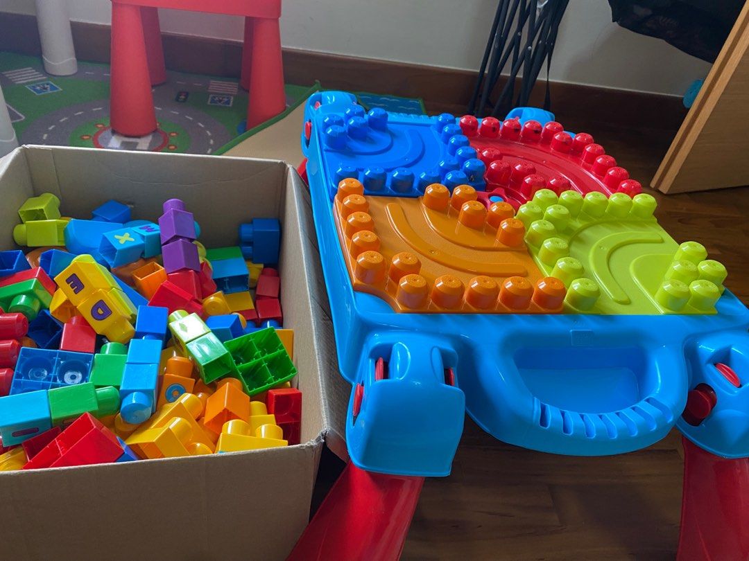 Mega blocks table and blocks, Babies & Kids, Infant Playtime on Carousell