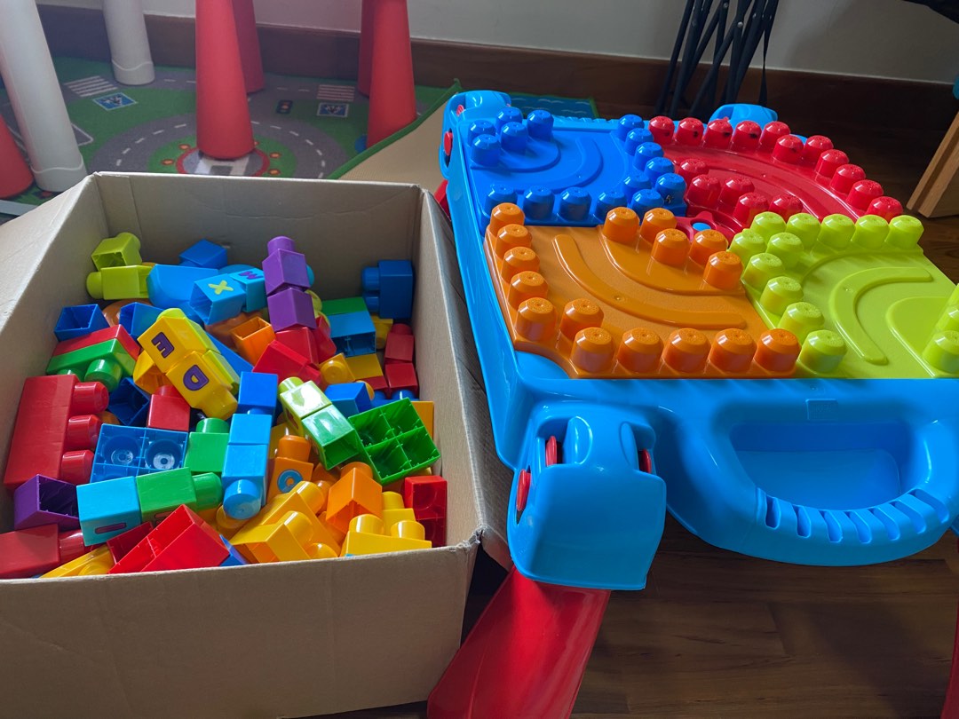 Mega blocks table and blocks, Babies & Kids, Infant Playtime on Carousell