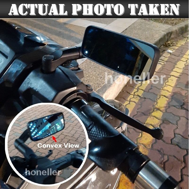 Motorcycle Side Mirror black rectangle metal motorbike bike pmd yamaha ...