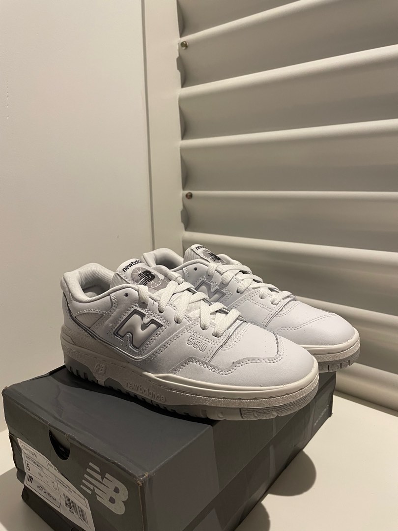 New Balance 550 White Grey 6.5W, Women's Fashion, Footwear, Sneakers on Carousell