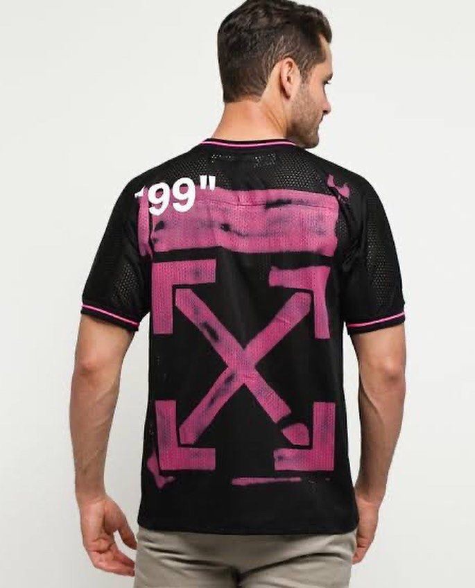 Off white stencil mesh t shirt, Fesyen Pria, Pakaian , Atasan di Carousell