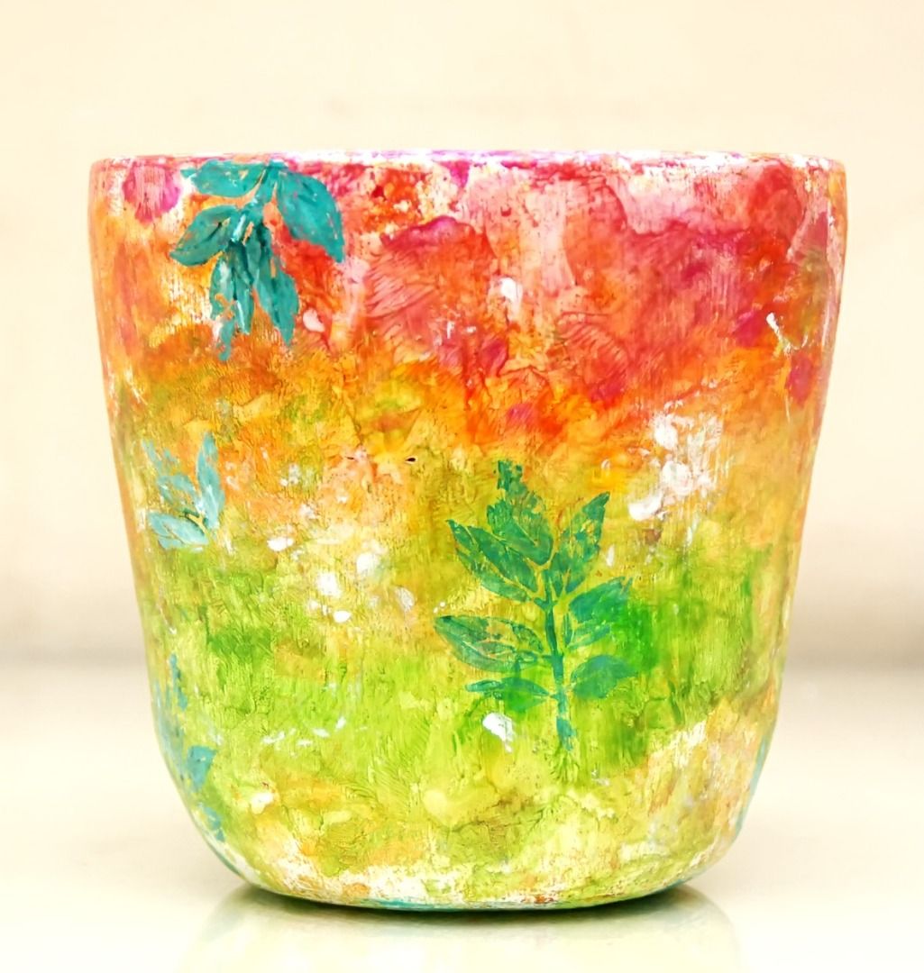 Pot Lukis Tanah Liat Gerabah Tabung D13 -T14 Abstrak BERGARANSI, Desain ...