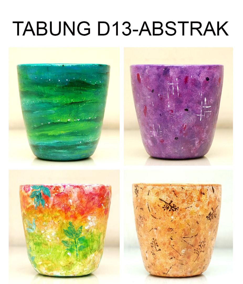 Pot Lukis Tanah Liat Gerabah Tabung D13 -T14 Abstrak BERGARANSI, Desain ...