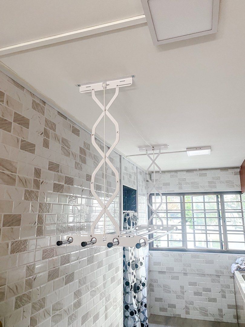 Retractable Laundry Drying Rack System Ceiling Mounted, Furniture ...