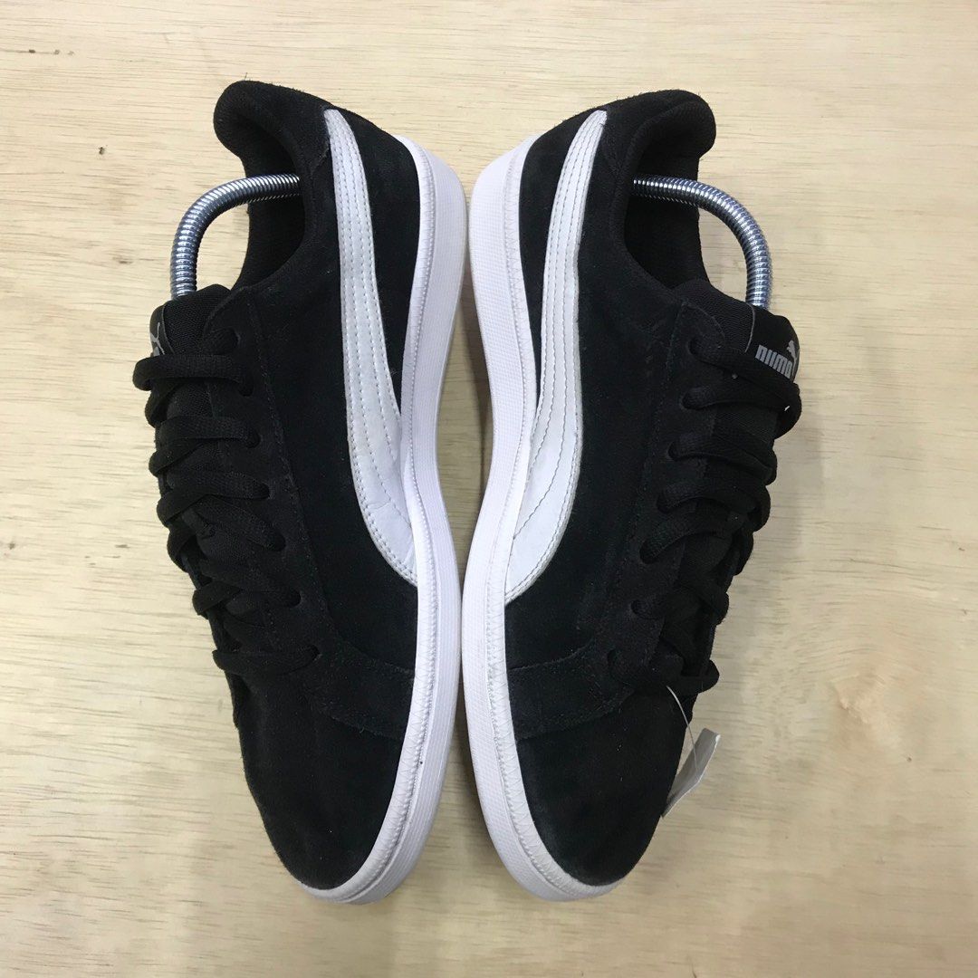 Puma (9UK) Smash Suede Trainer Black White, Men's Fashion, Footwear ...