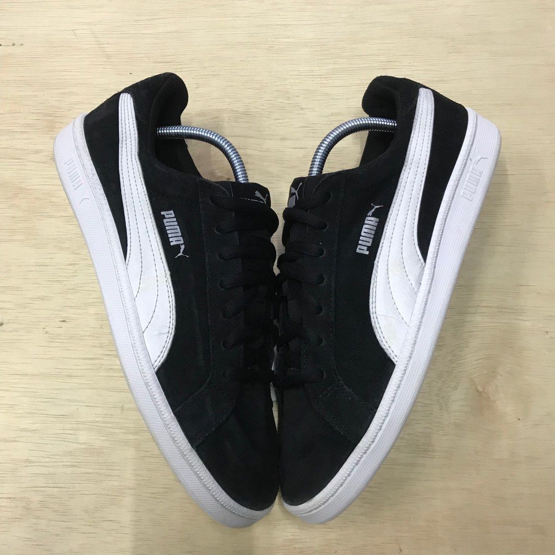 Puma (9UK) Smash Suede Trainer Black White, Men's Fashion, Footwear ...