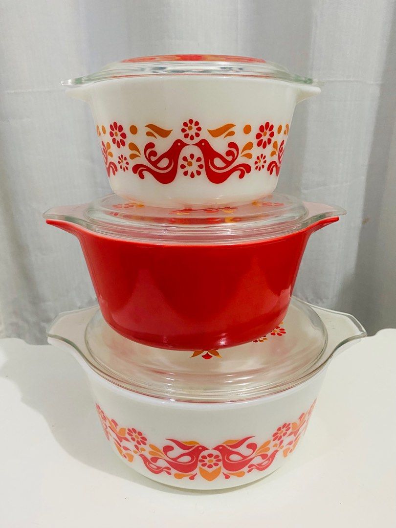 Pyrex Friendship Round Casserole Dish Set, 6 Pieces - 473 474 475 W ...