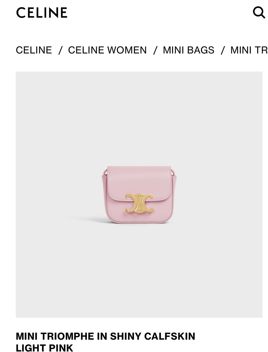*RARE*Celine MINI TRIOMPHE IN SHINY CALFSKIN LIGHT PINK, Luxury, Bags ...