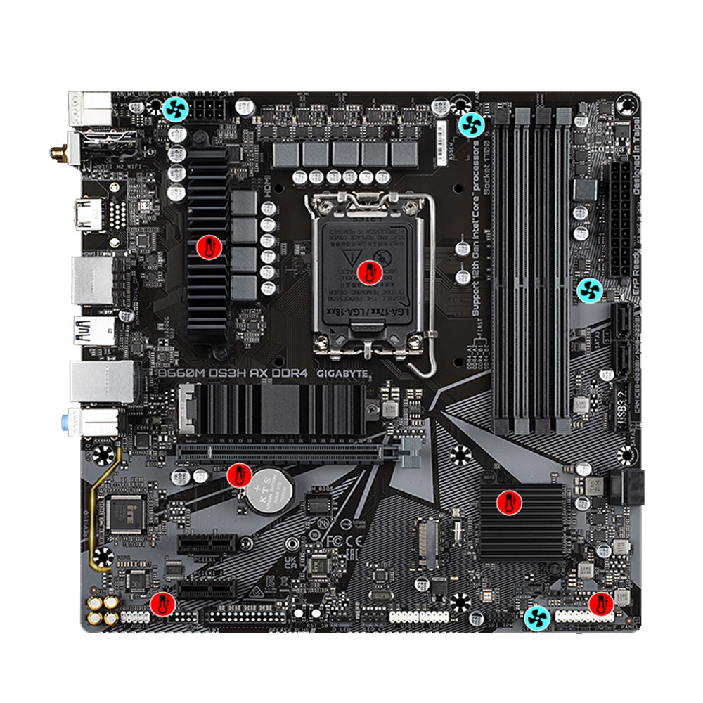 REFURB GA-B660M-DS3H-AX-DDR4 GIGABYTE INTEL B660 LGA1700 DDR4 6+2+1 DIGITAL VRM, WIFI6 2.5GbE ...