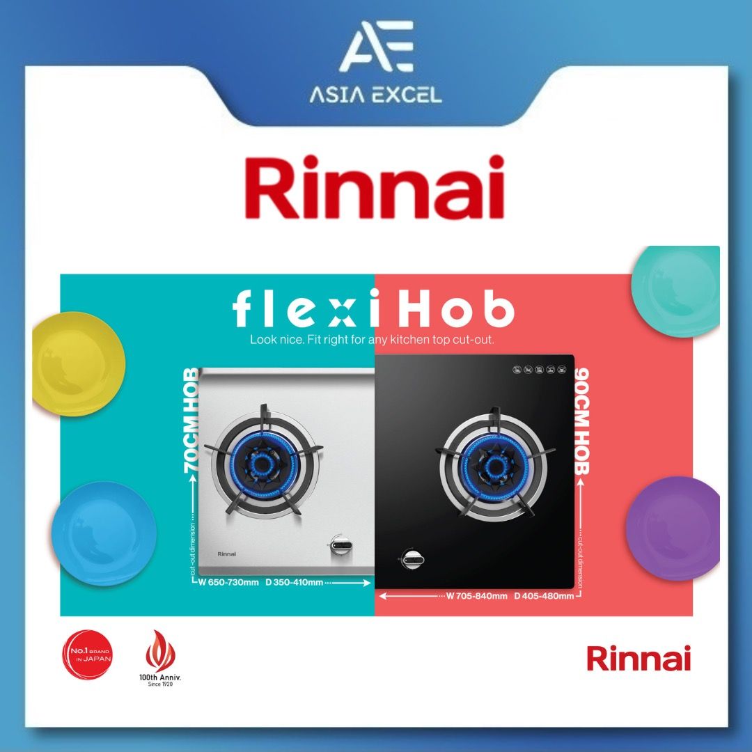 RINNAI FLEXIHOB BUILT-IN GAS HOB GLASS/STAINLESS STEEL - MULTI MODELS [RB-782G/RB-782S/RB-783G ...
