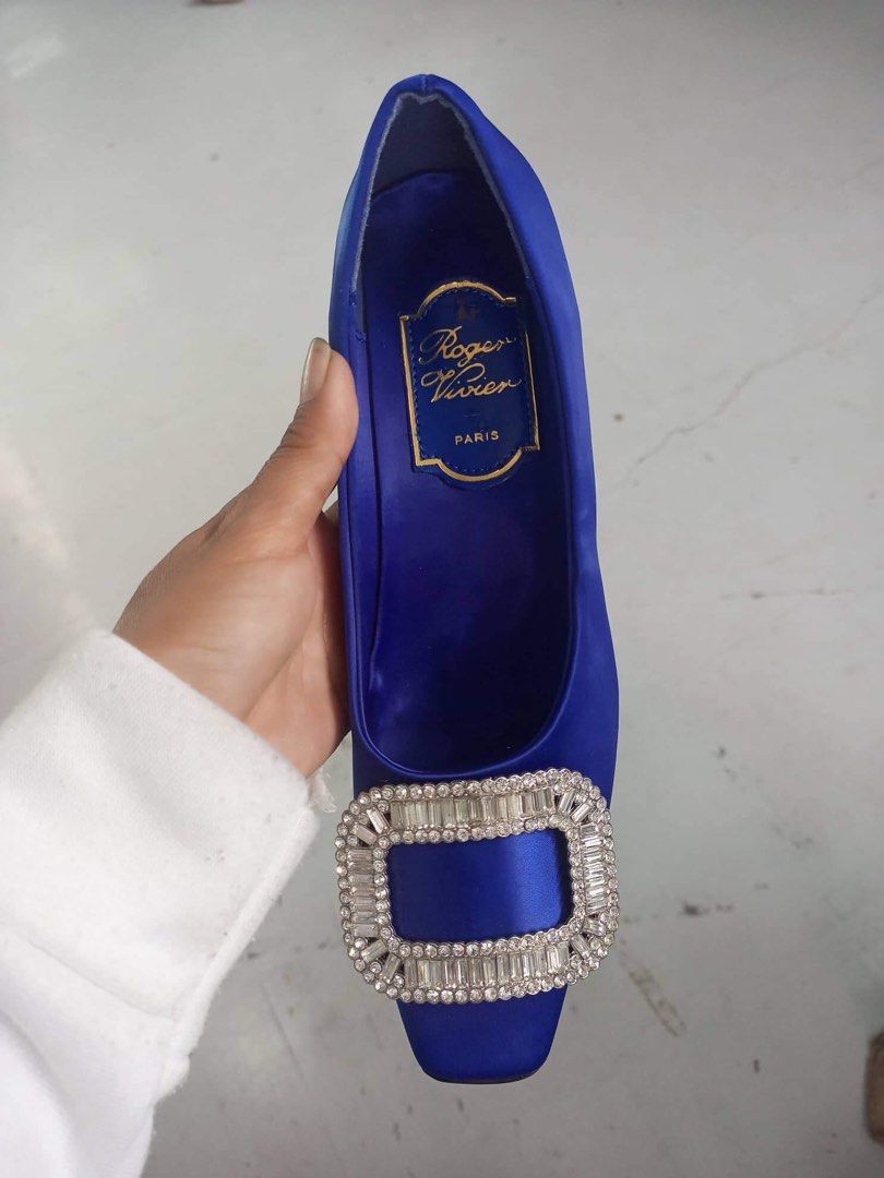 Roger Vivier Blue Satin Belle Vivier Crystals Ballet Pump Shoes, Luxury ...