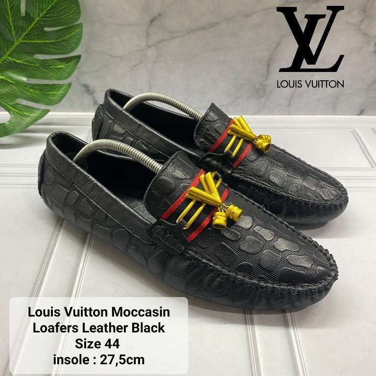 Sepatu Louis Vuitton Moccasin Loafers Leather Black Size 44 (27,5cm ...