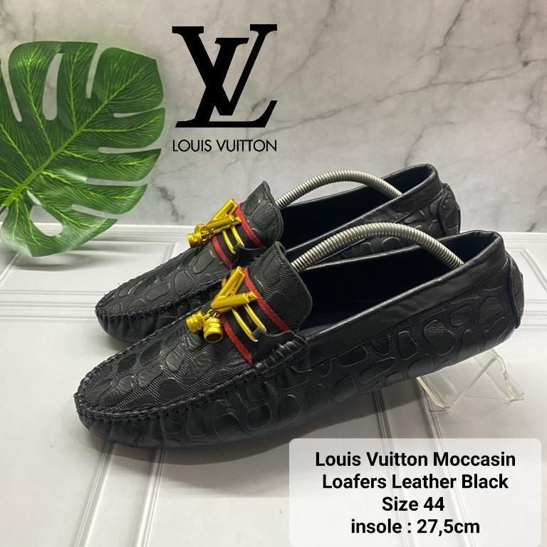 Sepatu Louis Vuitton Moccasin Loafers Leather Black Size 44 (27,5cm ...