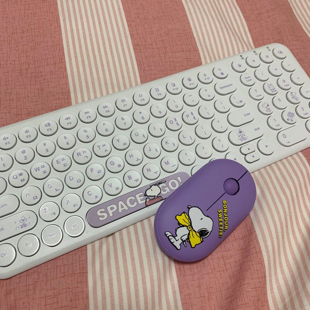 Snoopy x royce wireless keyboard and mouse, Computers & Tech, Parts ...