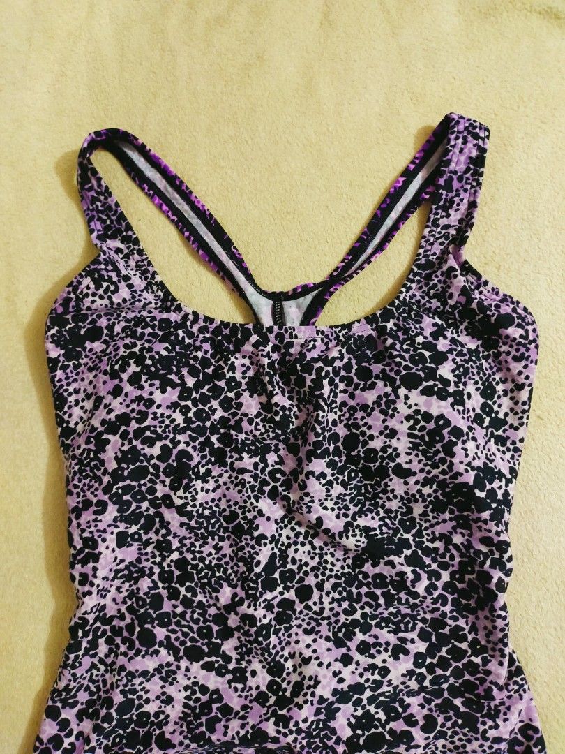 Speedo Purple Black Ultraback One Piece Swimsuit Womens Fashion