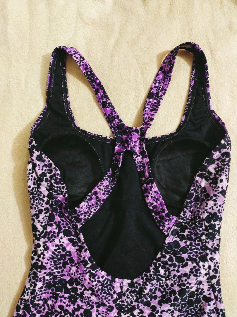 Speedo Purple Black Ultraback One Piece Swimsuit Womens Fashion