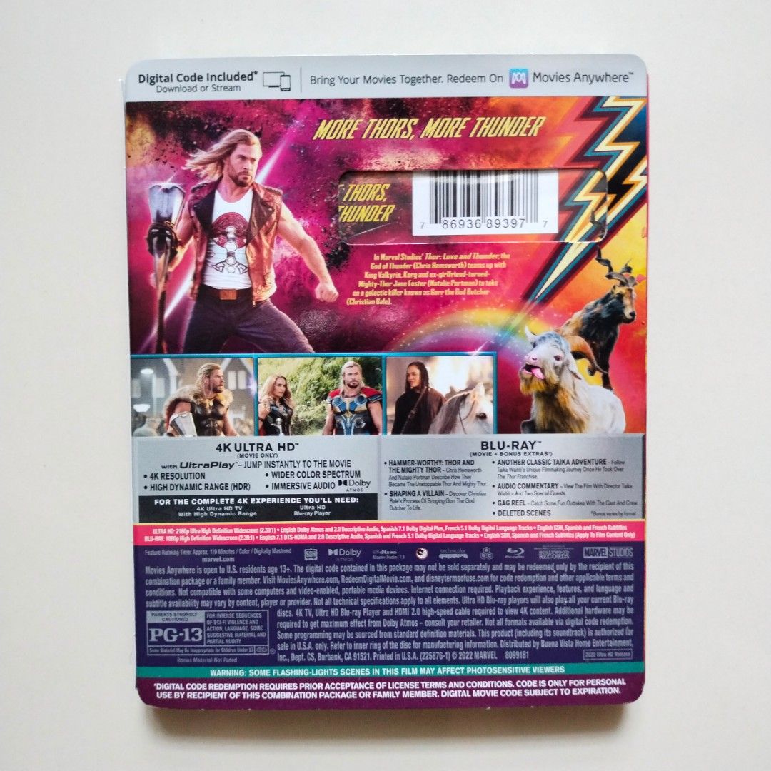 Thor Love and Thunder 4K UHD + Blu-ray (Marvel, MCU, Avengers, Disney ...