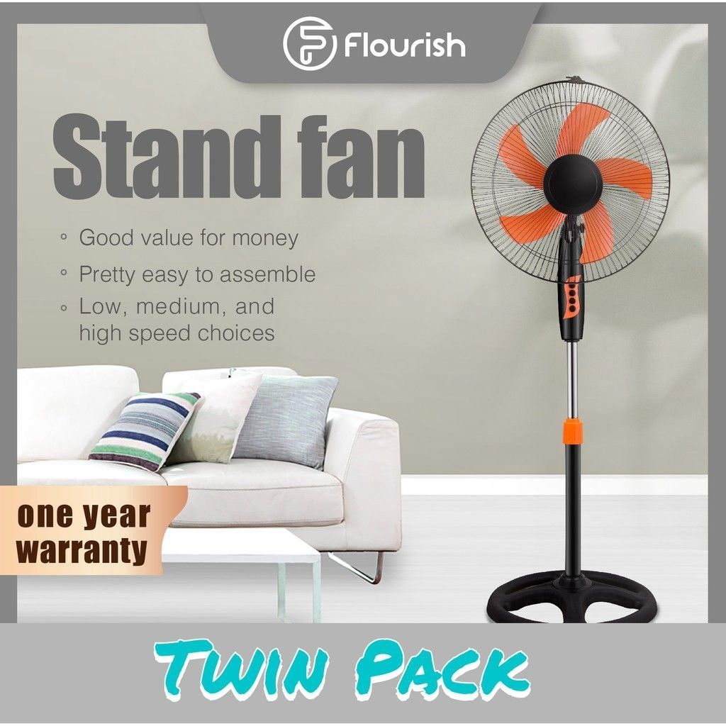 (Twin Pack) Kipas Berdiri 16" Kipas Stand Fan 16", Furniture & Home Living, Lighting & Fans ...