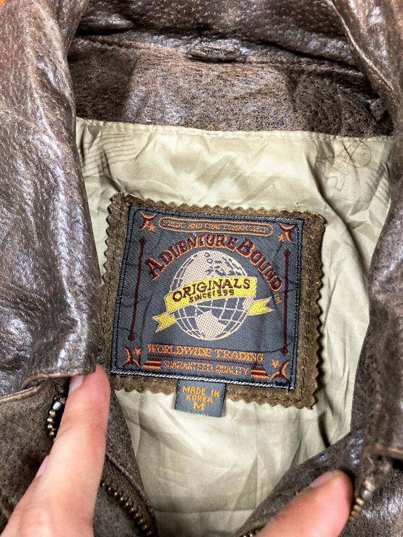 Vintage Adventure bound originals genuine leather jacket, Men's Fashion ...