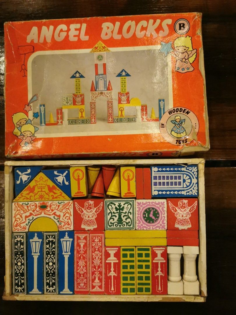 Vintage wooden block toy Compelet set Angel Block, Hobbies & Toys ...