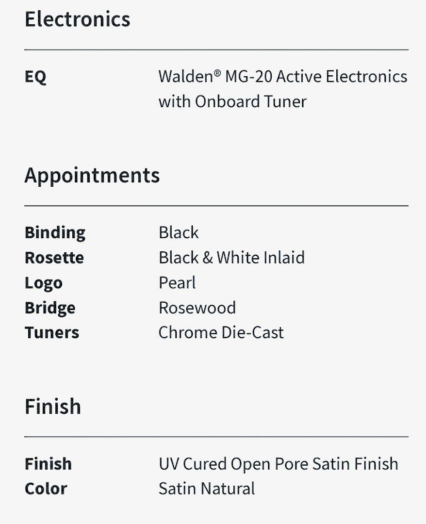 WALDEN D550 CE ACOUSTIC GUITAR, Hobbies & Toys, Music & Media, Musical ...